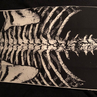 Ribcage Back Patch, Ribcage, Skeleton Patch, Bones Patch, Cloth Patch, Spine, Back Patch, Canvas ...
