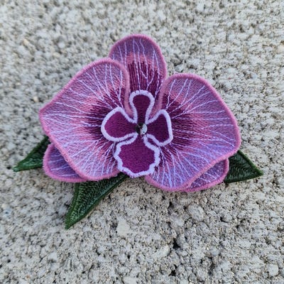 Orchid Machine Embroidery Design Using Artistic Satin Stitch Technique ...