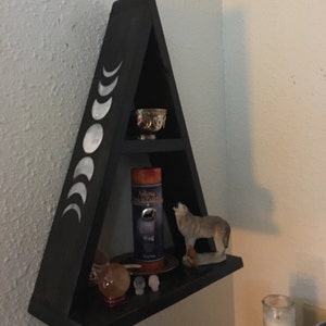Triangle Altar Shelf With Dual Moon Phases - Etsy