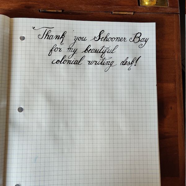 14-3/4" Wood Colonial Writing Desk With Accessories, Antique Vintage ...