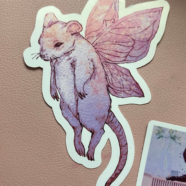 Fairy Field Mouse Vinyl Sticker, Cute Animal Laptop Decal, Fae Magic ...
