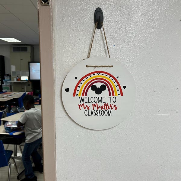 Welcome to Teacher's Classroom Disney Sign- Personalized Teacher Sign ...