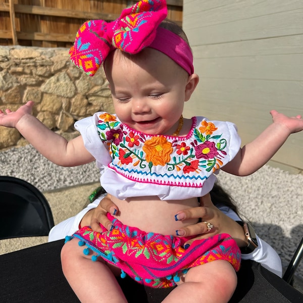 Mexican Traditional Baby Outfit. Sizes NB 2T. Bohemian Embroidered ...