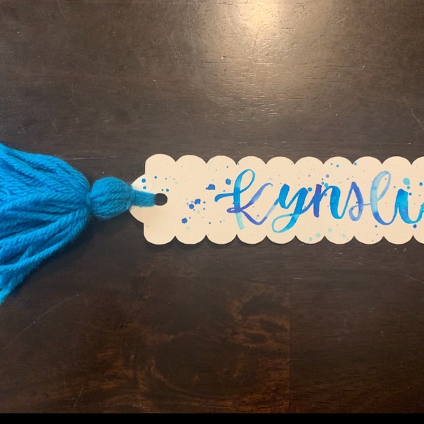 Personalized Bookmark Custom With Watercolor Hand Lettered Calligraphy ...