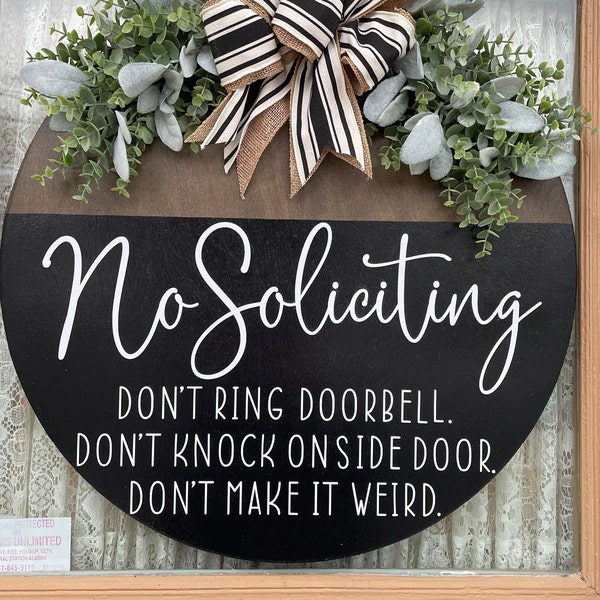 Front Door Decor | No Soliciting Sign | Year Round Wreath | Funny Front ...