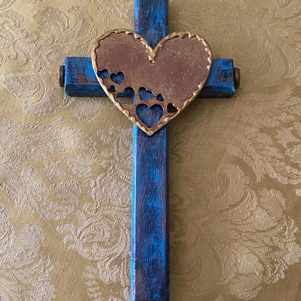 Cross, Wall Cross, Decoupaged Cross, Handmade Cross, Cross Gift ...