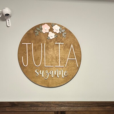 3D Custom Personalized Round Circle Wood Name Sign Girls Room Nursery ...
