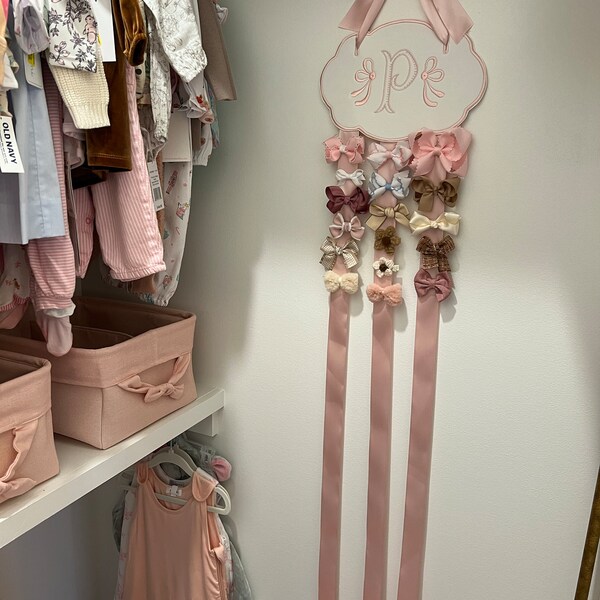 Embroidered Bow Holder | Monogrammed Bow Holder | Girls Personalized ...