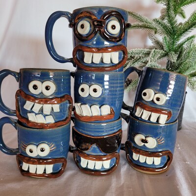 Ug Chug Face Jug. Easily Annoyed Kitchen Jar. Black. Handmade Stoneware ...