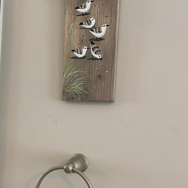 NEW SIZE Sanderling Art - Beach Painting - Beach House - Plaque ...