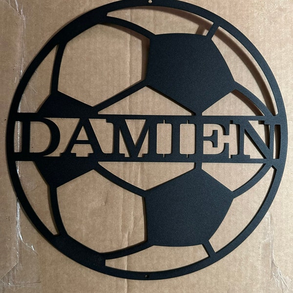 Personalized Soccer Ball Metal Sign, Soccer Ball Name Sign, Kids Room ...