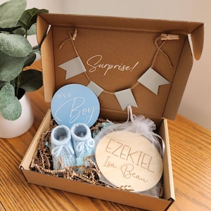 Gender Reveal Gift Box, Gender Reveal for Baby Boy, Baby Boy Gender ...
