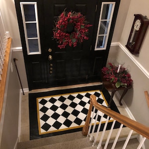 FLOORCLOTH Buttons Hand Painted Canvas Rug COUNTRY PRIMITIVE | Etsy