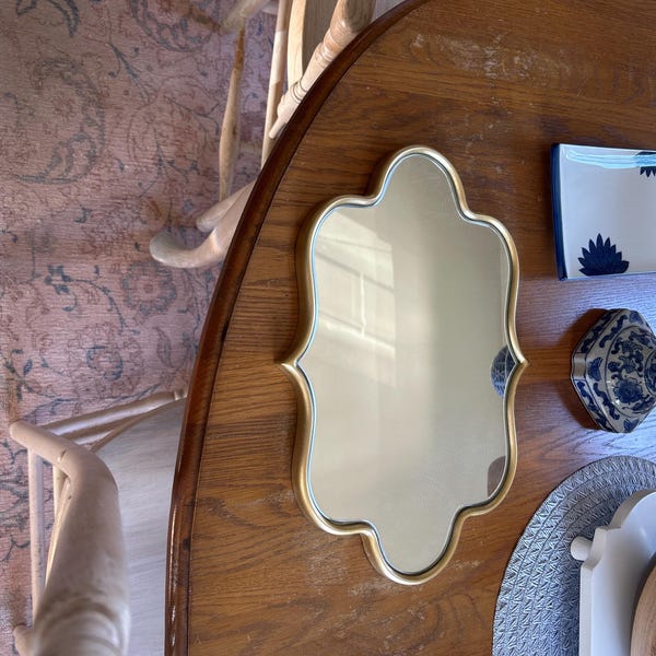 Wavy Mirror, Decorative Wall Mirrors, Round Unique Mirror, Scalloped ...