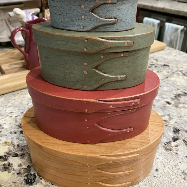 Handcrafted Reproduction Painted Shaker Boxes Stack of Three - Etsy