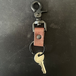 Heavy Duty Solid Brass Trigger Snap Key Clip Key Ring Brown Leather ...