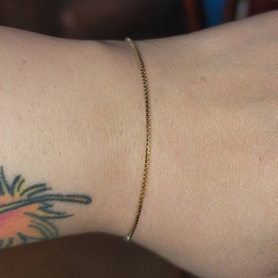 Thin Gold Bracelet, 14kt Gold Filled, Box Chain Bracelet - Etsy