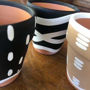 Criss Cross Hand Painted Terra Cotta Pot, Indoor Planter With Drainage ...