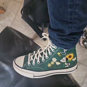Embroidered Cat Seat on Tree Design Converse, Cat Embroidered Converse ...