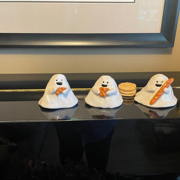 Handmade Ceramic Croissant Ghost Incense Burner: Spooky Halloween Decor ...