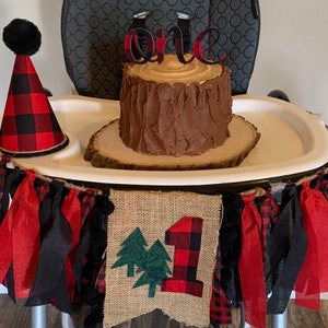 Red Buffalo Plaid Cake Topper, Birthday Cake Toppers, First Birthday ...