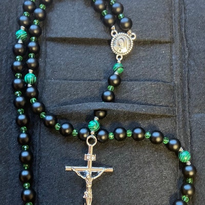 Men's Genuine Shungite Rosary, Catholic Rosaries, Prayer Necklace, Dad ...