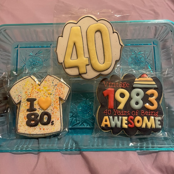 Vintage 40th Birthday Cookies - Etsy