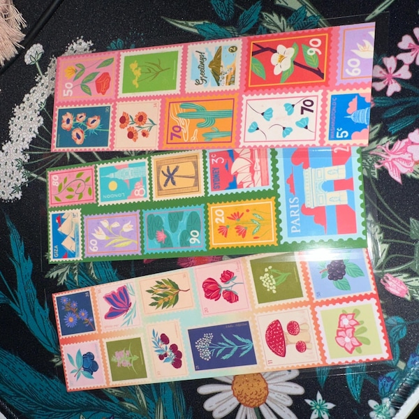 Vintage Nature Stamp Bookmark Flower Fall Garden Butterfly Travel ...