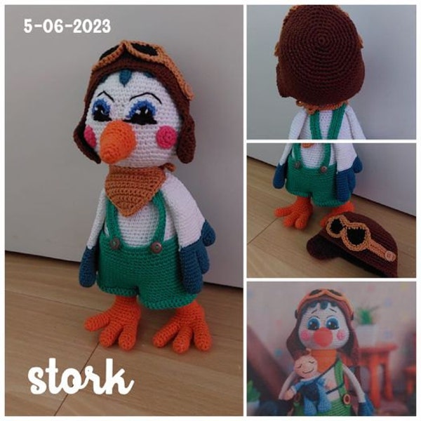 Crochet Pattern Doll Stork Pilot and Baby. TUTORIAL Stork and Baby in ...
