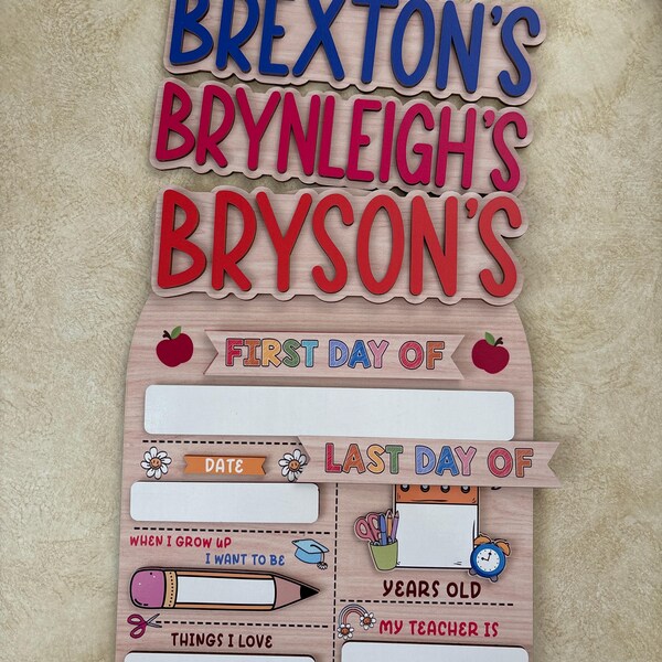 Personalized First Day of School Sign, Back to School Sign ...