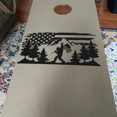 Bigfoot American Flag Mountain Tree Vinyl Decal Sasquatch Car - Etsy