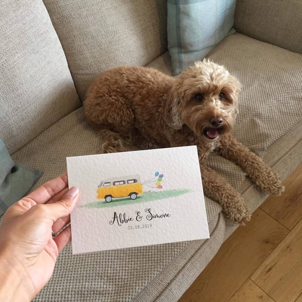 Personalised Camper Van Wedding Card | Just Married Card ...