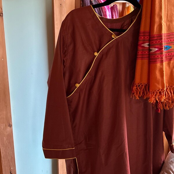 Golden Color Tibetan Traditional Dress,tibetan Chuba With Attached ...
