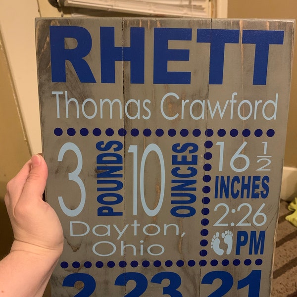 Birth Stats Wood Sign, Birth Announcement Sign, Baby Wooden Sign, Birth ...