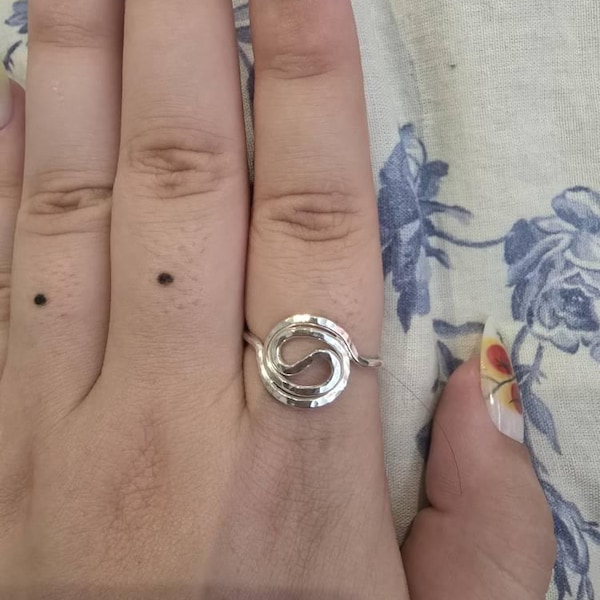 Sterling Silver Double Spiral Ring: Geometric Galaxy Design in Recycled ...