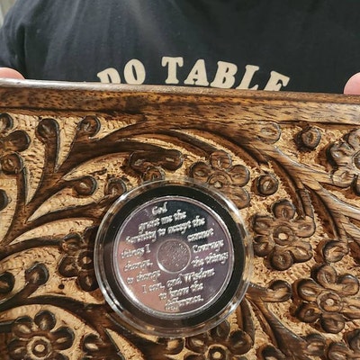 One Day at A Time Alcoholics Anonymous AA Chip Holder Wood Bookmark God ...