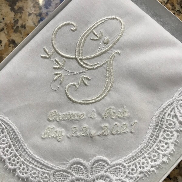 Bridal Wedding Handkerchief With Elegant Lace Edge Great for Bridal ...