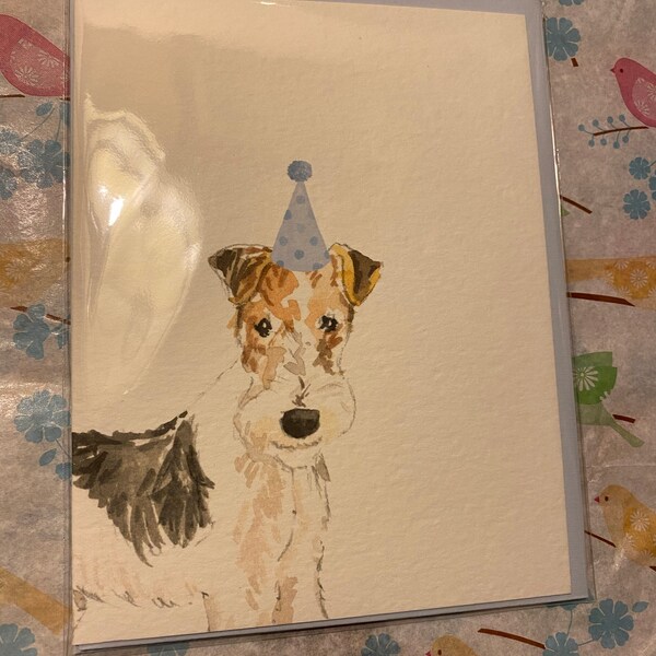 Fox Terrier Birthday Card, Wire Haired Fox Terrier, Dog Card, Fox ...