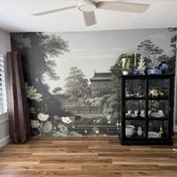 Teal Abstract Wallpaper With Colorful Flowers| Wall Decor | Home ...