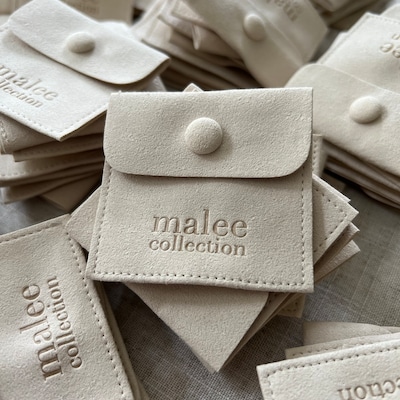 50 Personalized Logo Print Jewelry Pouch Snap Button Bags Custom ...