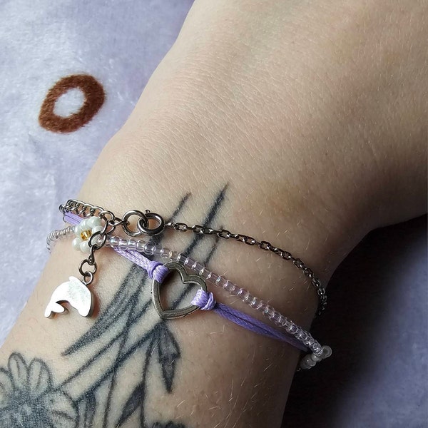 BTS Army Borahae Purple Heart Friendship Apobangpo Bracelet - Etsy