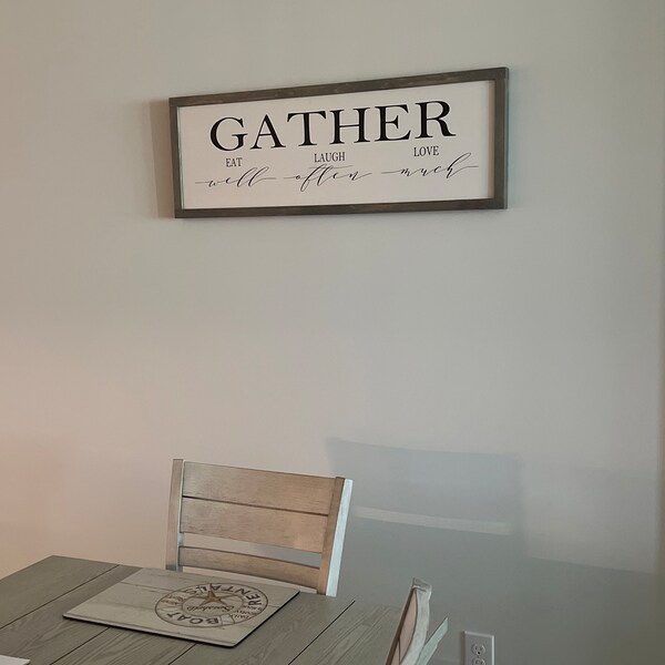 Gather Sign, Dining Room Wood Sign, Farmhouse Kitchen Wall Decor, Large ...
