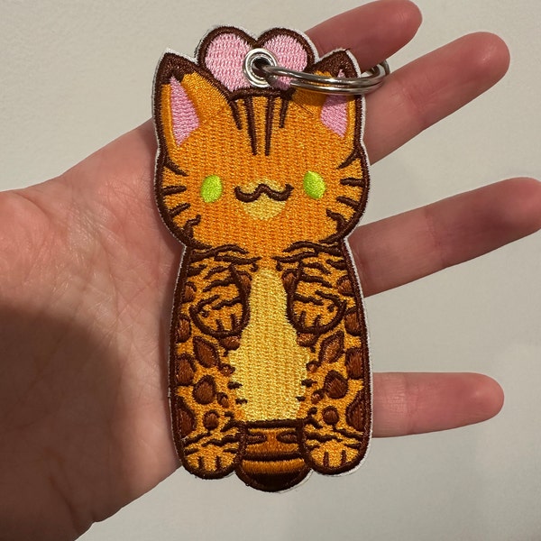 Cute Cat Embroidered Tag Keychain - Kawaii Neko Jet Tags ( Calico ...