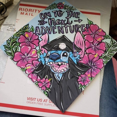 Hand Painted Stitch Theme Graduation Cap Topper - Etsy