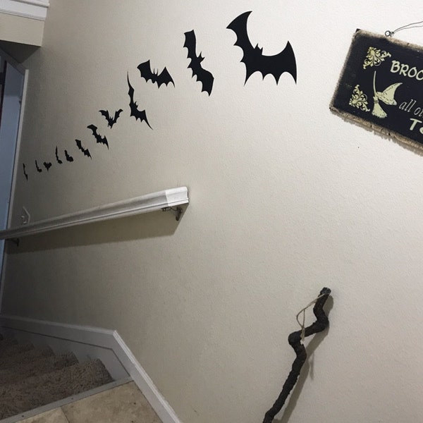 Vampire Bats Halloween Wall Decals - Matte Black - Halloween Wall ...