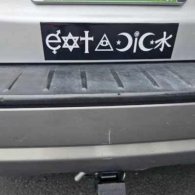 The ORIGINAL Eat A Dick Atheist Coexist Parody Removable Bumper Sticker ...