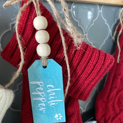 Personalized Beach Theme Stocking Name Tags // Coastal Christmas ...