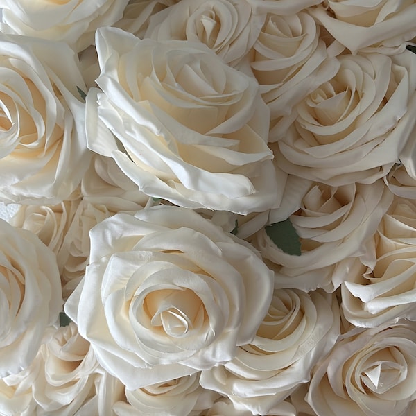 10-100pcs Ivory Roses Fake Flower Heads in Bulk Wholesale Dusty Pink ...