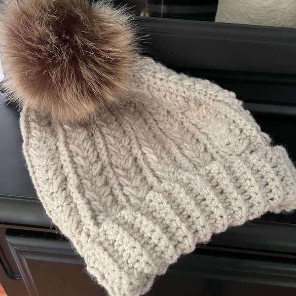 Snowy Wheat Puff Stitch Crochet Hat Pattern, Instant PDF Download Video ...