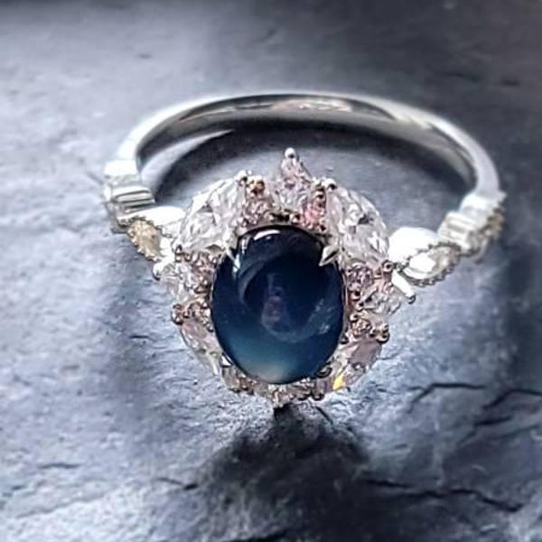 Victorian Vintage Natural Rainbow Moonstone Ring,10k 14K 18K Solid Gold ...